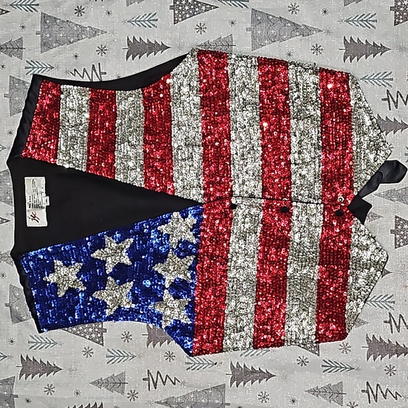 Unknown | Jackets & Coats | J C Usa Sequined Red White Blue American ...